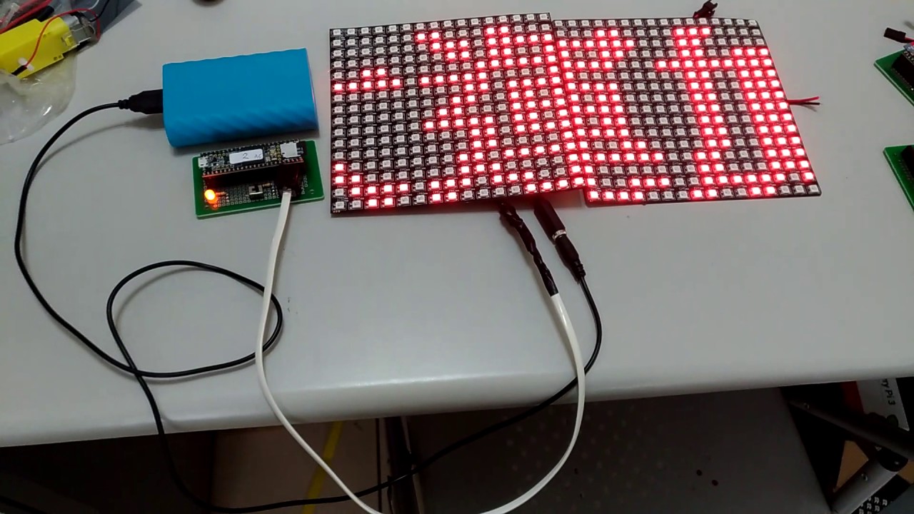Portable Led Matrix = Power Bank + LED 16x16 2pcs + Teensy - YouTube