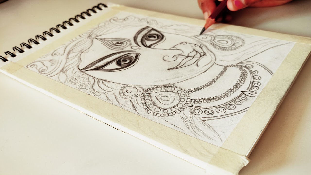 Durga Ma Drawing | Easy Step By Step Tutorial - YouTube