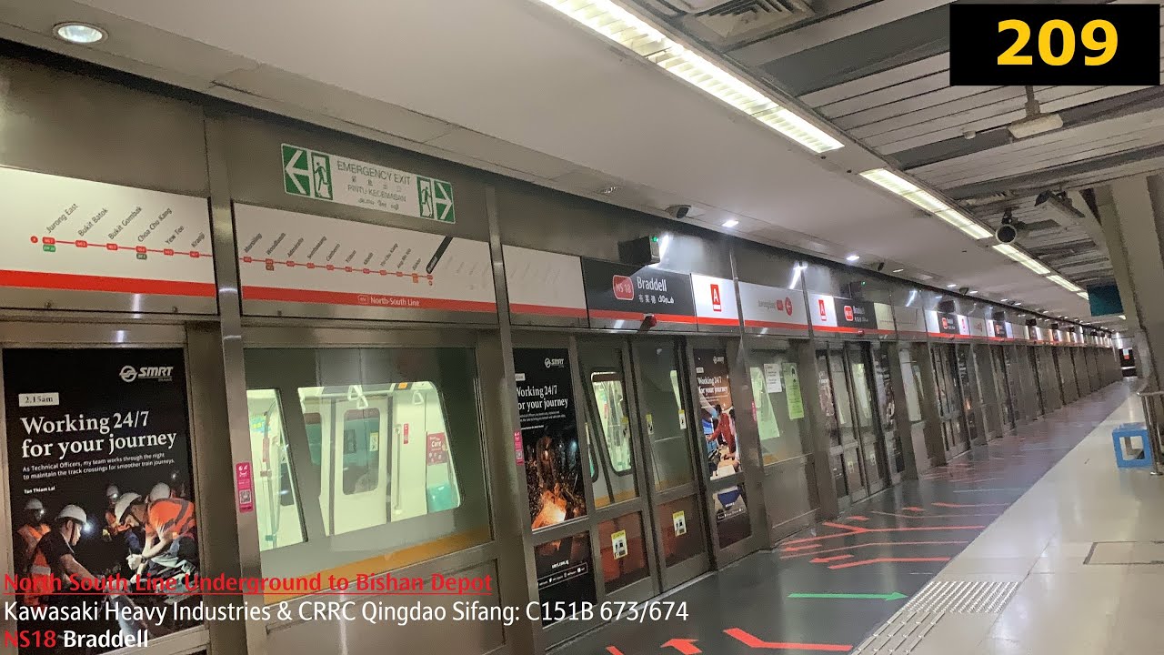 ⁴ᴷ [Exit Run] SMRT Trains, NSL NIS Train at Braddell - Kawasaki C151B ...