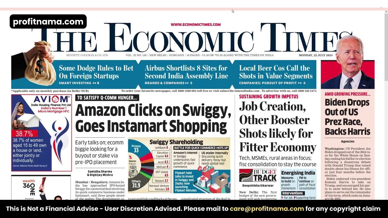 22 July 2024 | The Economic Times Newspaper | Profitnama | Daily ...