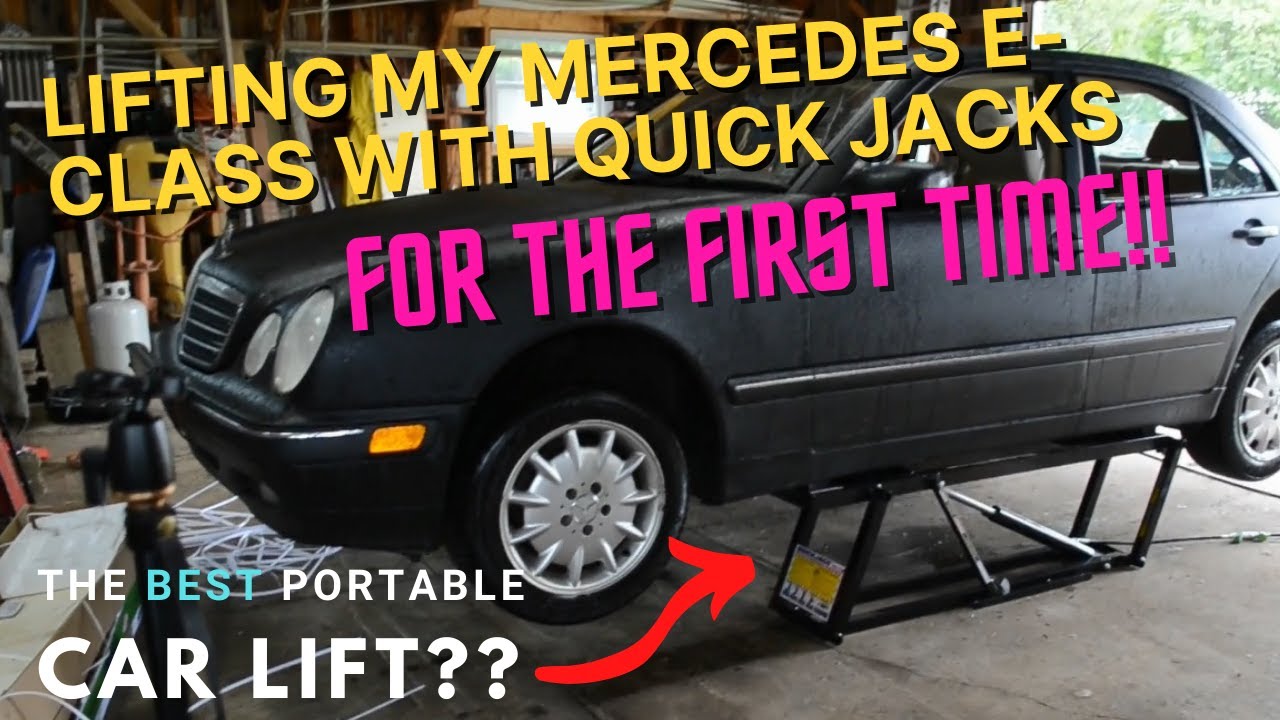 Using QuickJack PORTABLE car lifts on my Mercedes Benz for the first ...