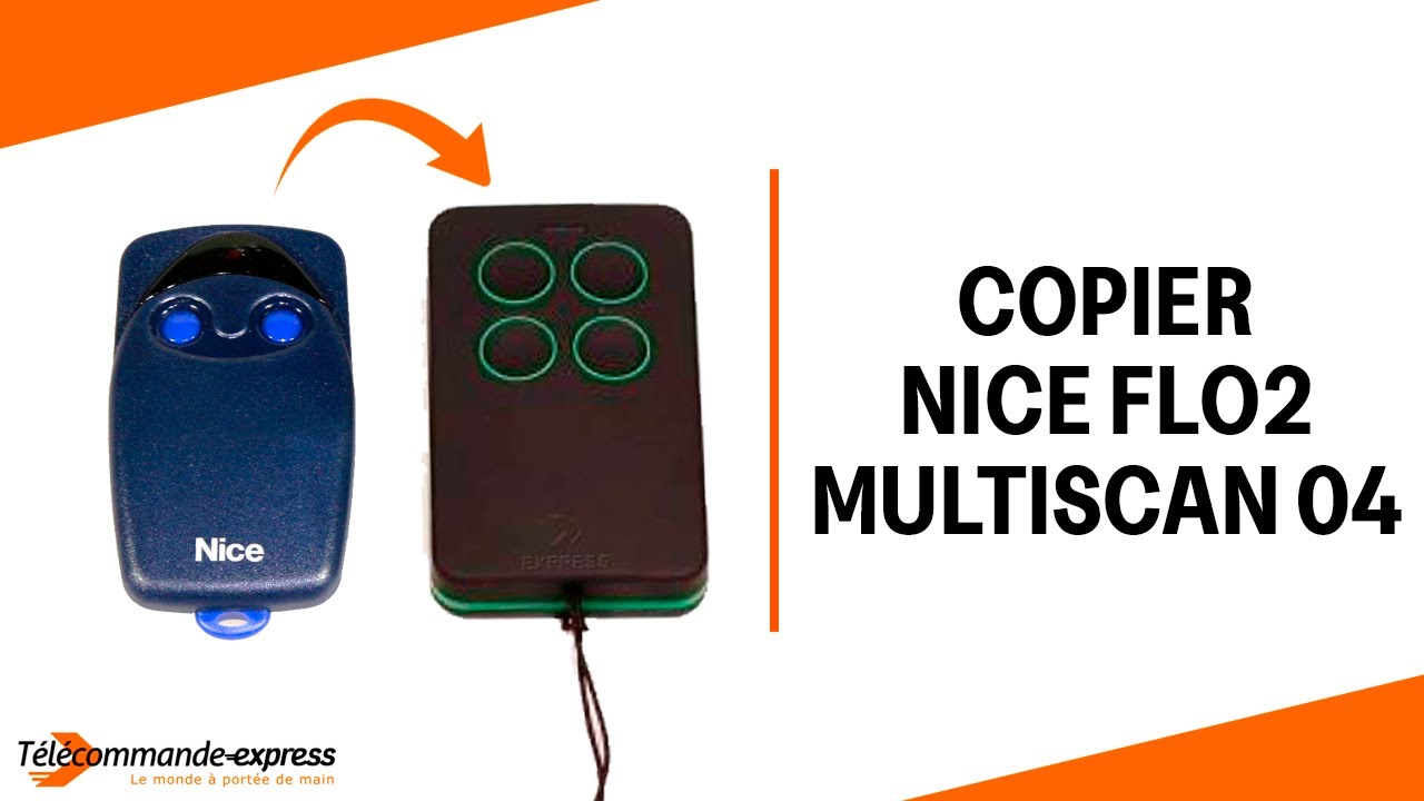 Copier une télécommande NICE FLO2 sur une télécommande copieuse MULTISCAN 04 - YouTube