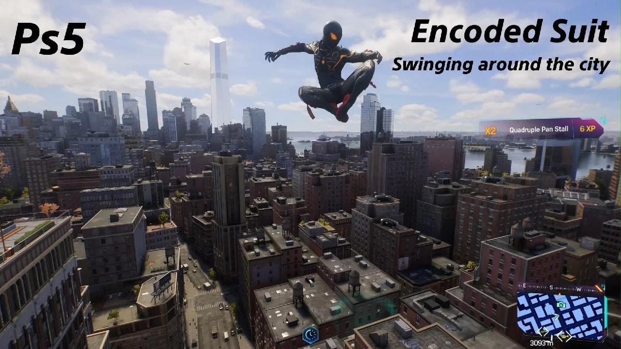 Marvel's Spider-Man 2 Encoded Suit swinging around the city - YouTube
