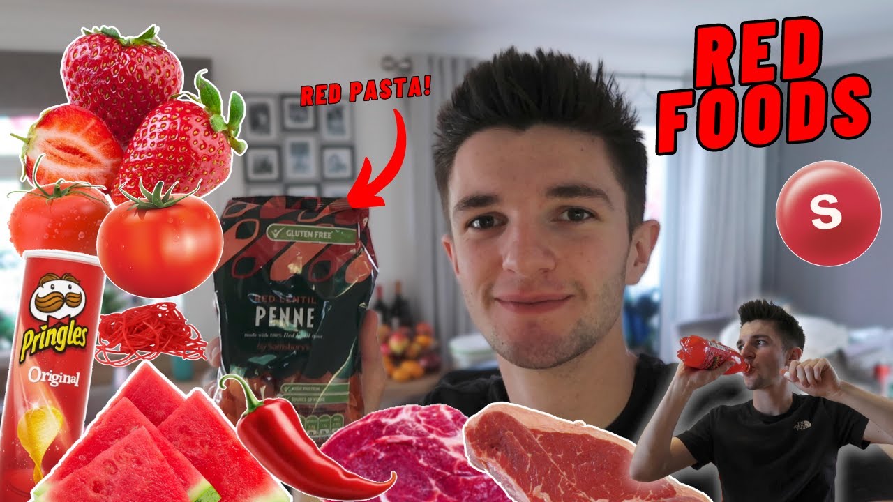 Eating Only RED FOODS for 24 HOURS!! - YouTube