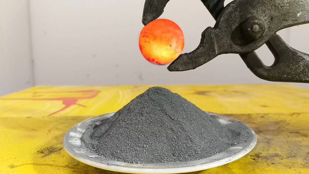 EXPERIMENT Glowing 1000 Degree METAL BALL vs GUNPOWDER (Black powder ...
