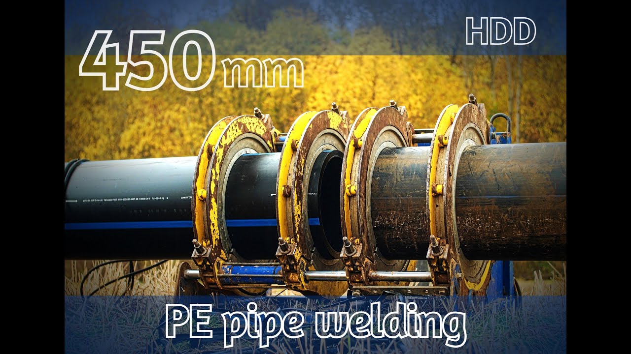 PE Pipe Welding (450 mm) at a real construction site for HDD drilling ...