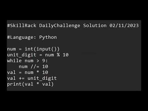 SKILLRACK DailyChallenge Solution 02/11/2023 | Python | Java | C - YouTube