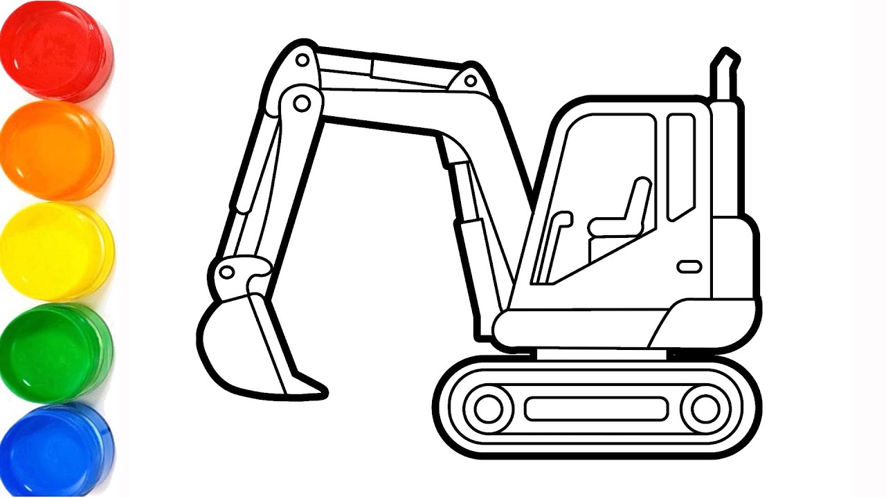 How to draw a excavator mini | Step by Step Drawing Tutorial - YouTube