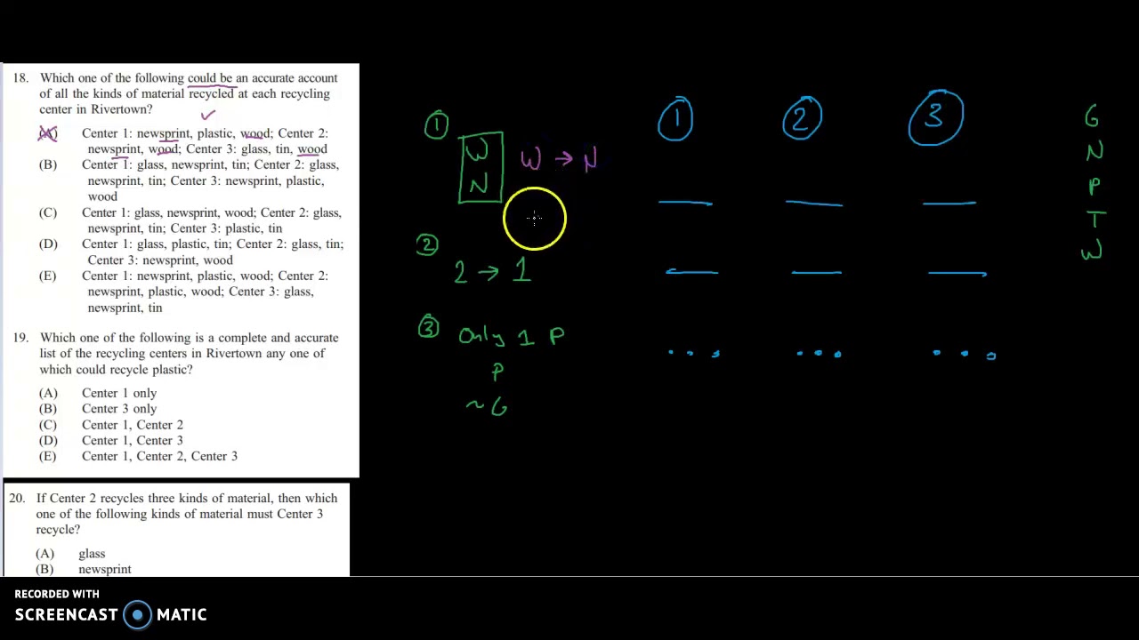LSAT: Logic Games: Matching Game 1: Q/A 1 - YouTube