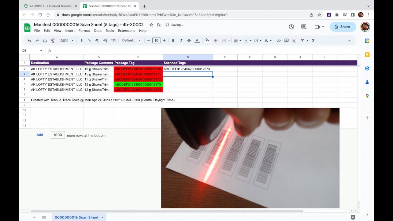 Creating Manifest Scan Sheets with Track & Trace Tools - YouTube