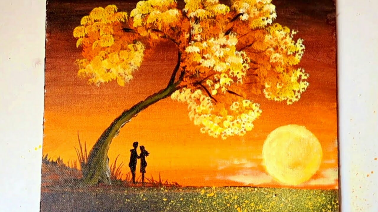 Romantic Couple Acrylic Painting | Easy Steps for Beginner | M - YouTube