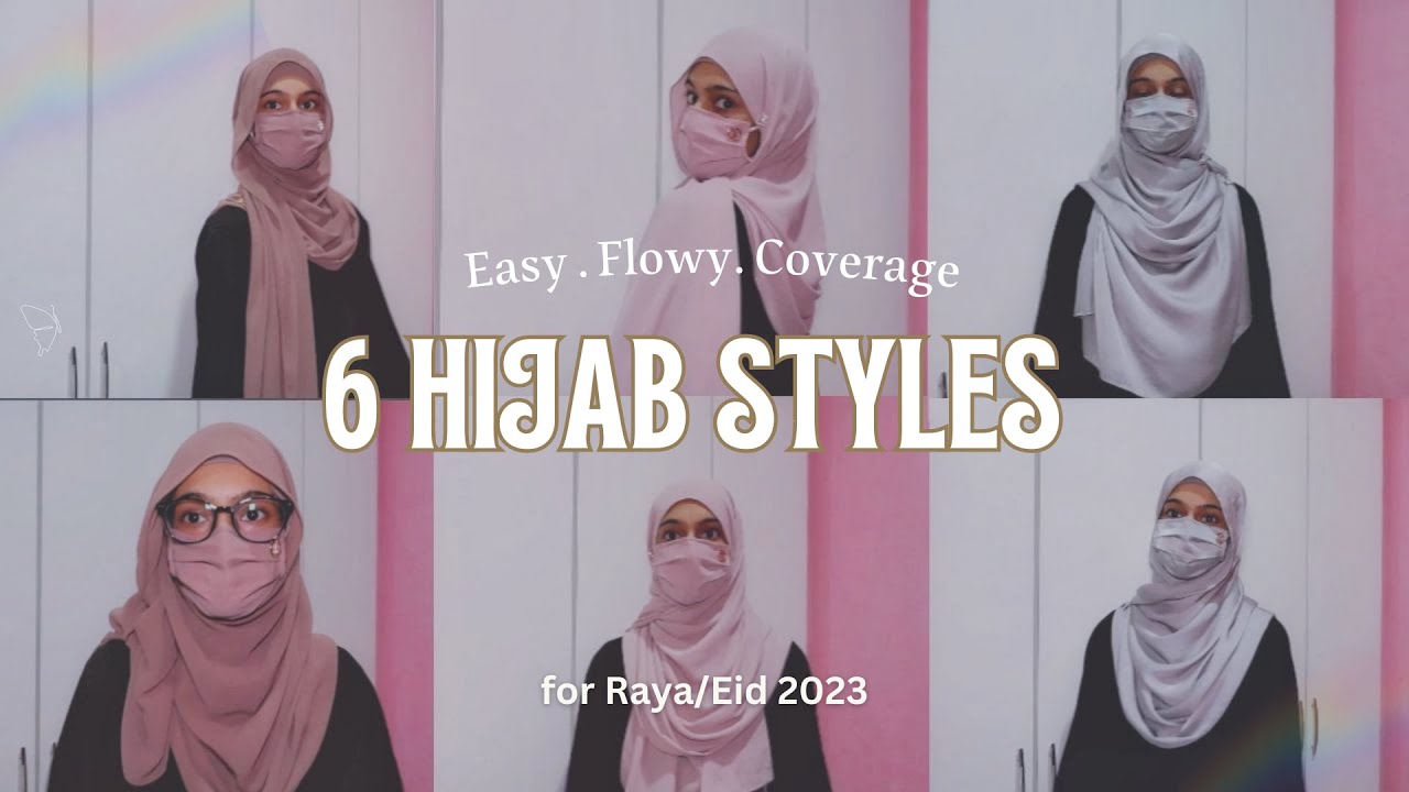 shawl tutorial for Raya/Eid 2023 ( easy flowy hijab styles tutorial using 3 pins only ) - YouTube
