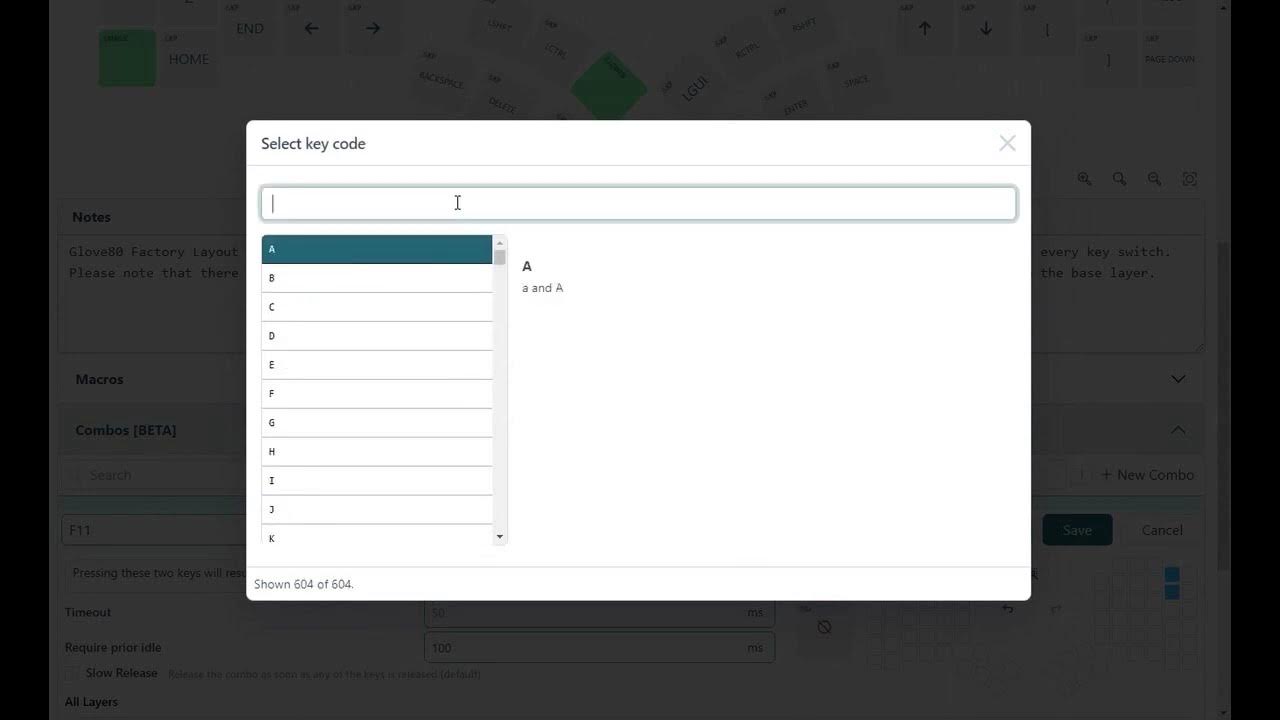 HOWTO: Layout Editor - Combos GUI F11/F12 - #glove80community Glove80 zmk combo - YouTube