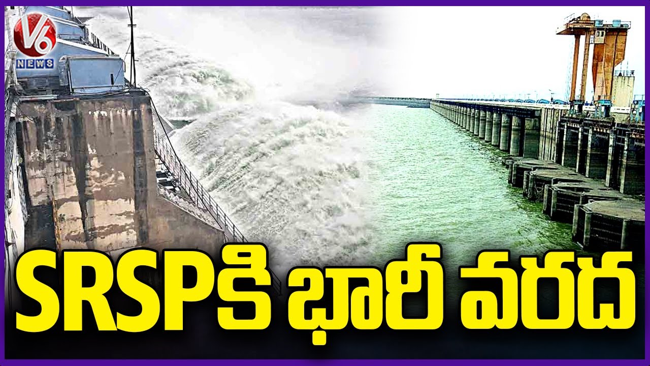 Huge Flood Water Into Sriram Sagar Project | Telangana Rains | V6 News ...