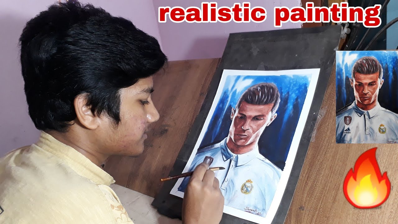 Watercolour painting of Cristiano Ronaldo / painting of Cristiano ...