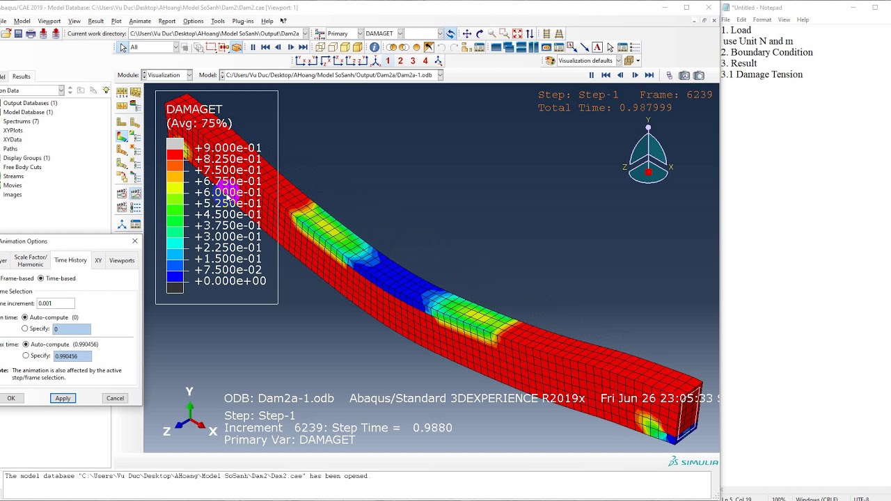Abaqus Reinforced Concrete Beam- Crack and Displacement - YouTube