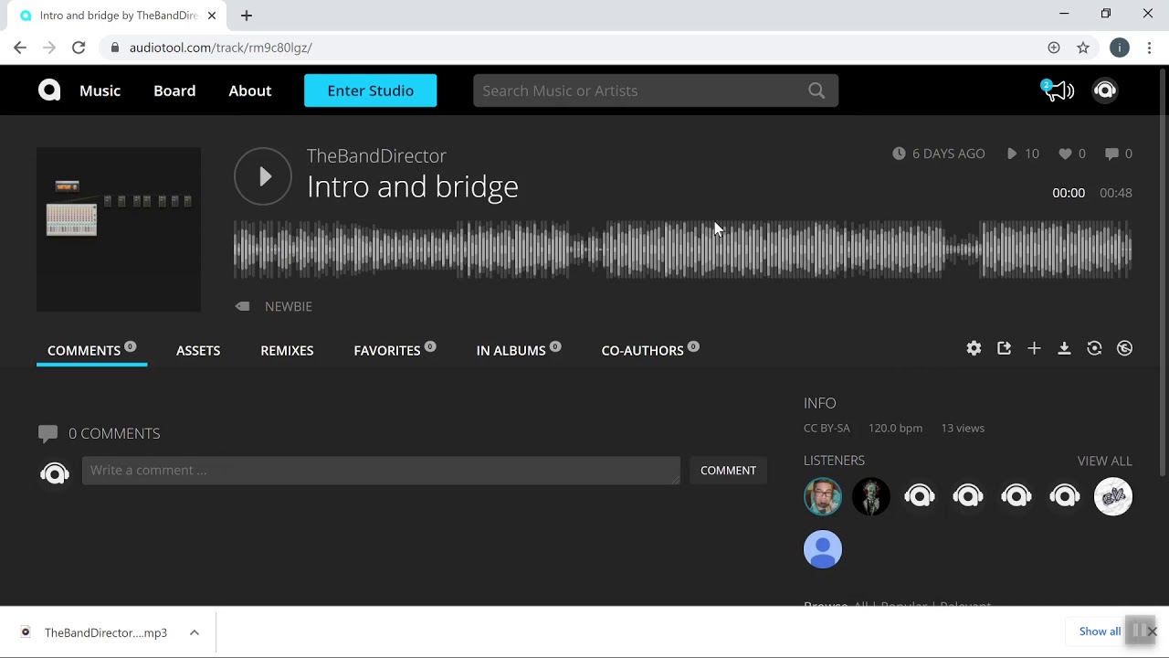 How to publish and download an mp3 in Audiotool - YouTube