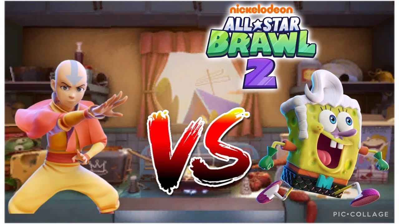 Nickelodeon all star brawls 2 Aang VS SpongeBob Gameplay on PS5 1800ab ...