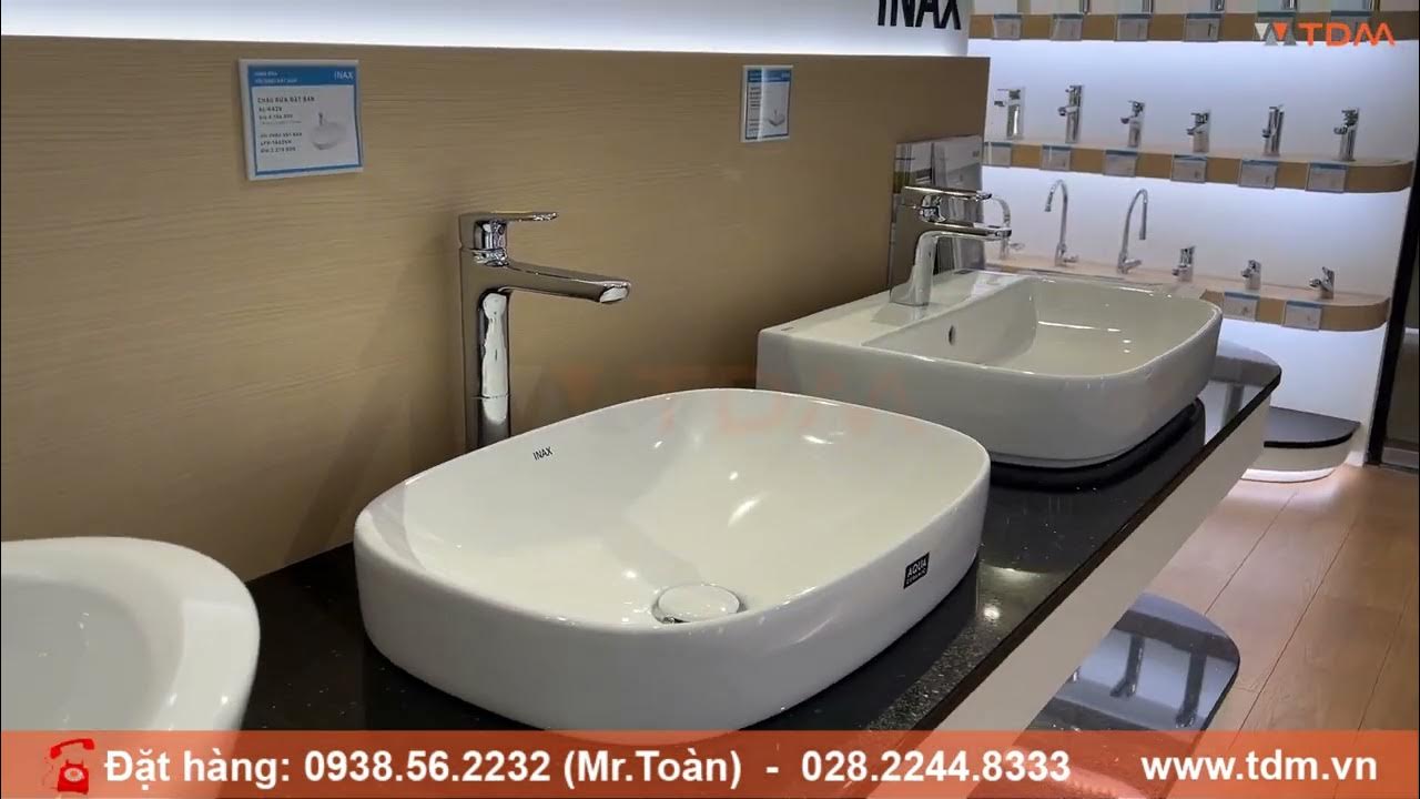 TDM.VN | Review chậu lavabo đặt bàn Inax AL-642V (AL642V) + vòi chậu rửa mặt Inax LFV-1402SH ...