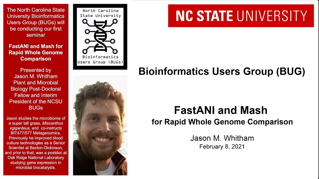BUG: FastANI and Mash for Rapid Whole Genome Comparison - YouTube