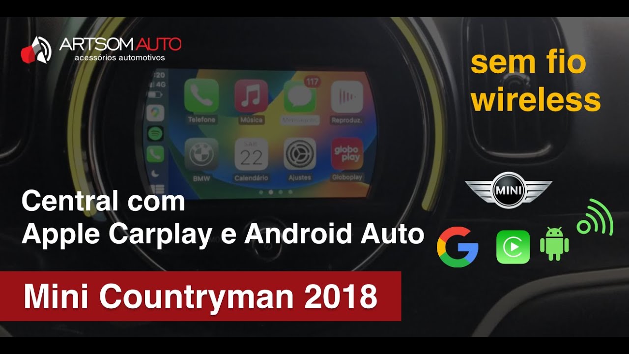 Mini Countryman 2018 instalação Apple CarPlay e Android Auto - YouTube