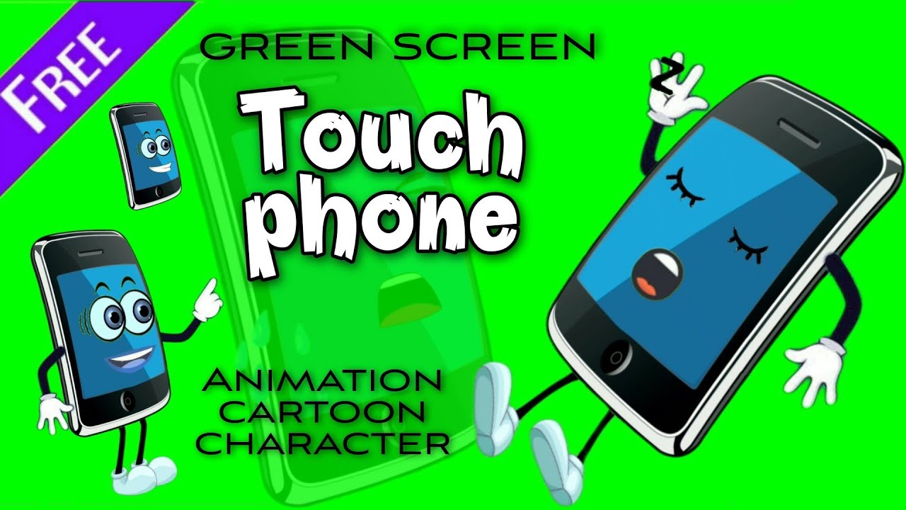 Green screen smartphone animation cartoon character | touch phone ...