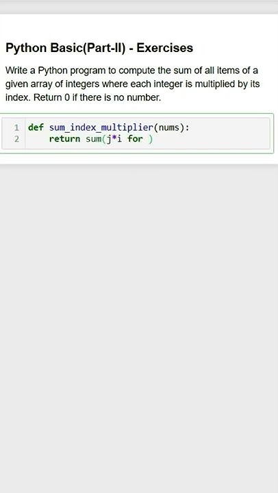 Python Basic (Part -II) - Exercises with Solution | Leaning | python programming #shorts ...