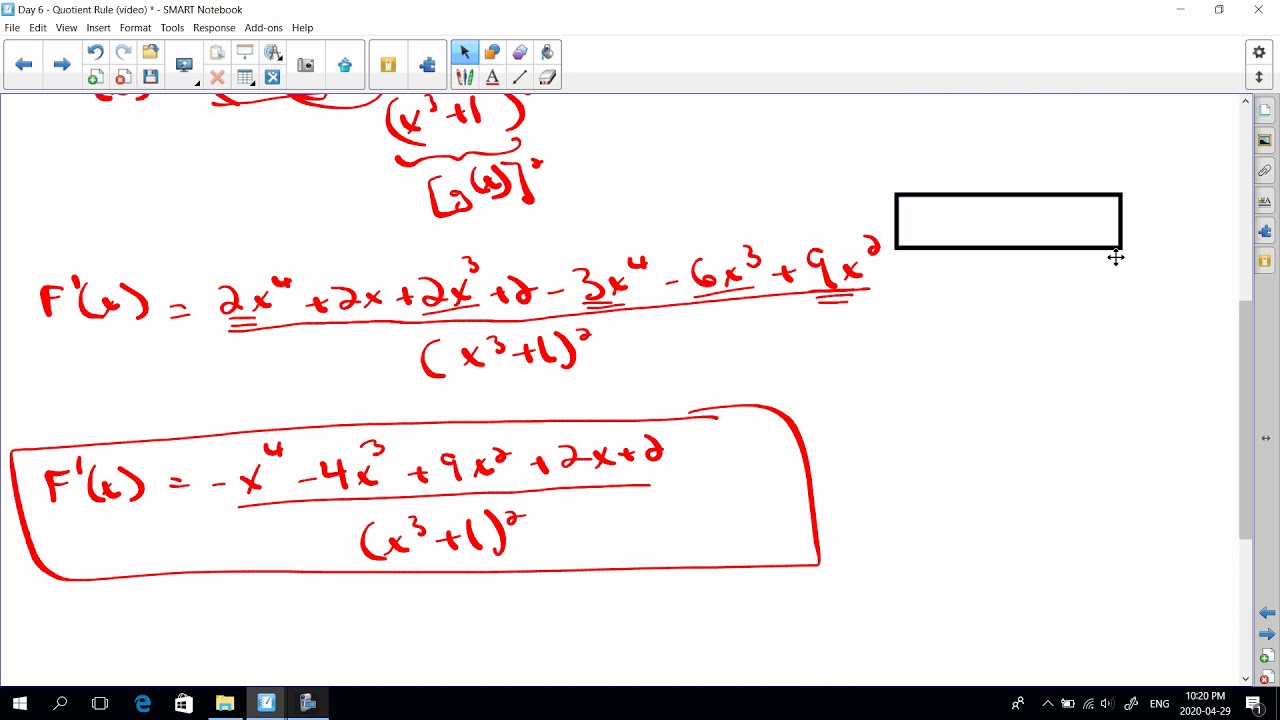 Derivatives Day 6 - The Quotient Rule - YouTube