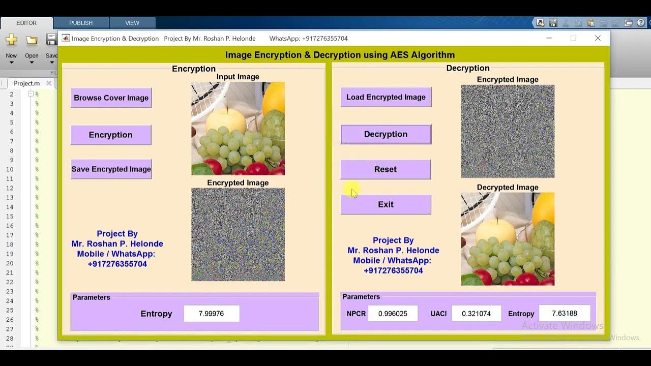 AES Image Encryption And Decryption Image Encryption Using AES Algorithm Matlab Project Source ...