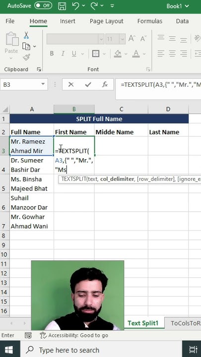 TEXTSPLIT Function in Excel | Split Full Name into First, Middle and Last Name. - YouTube