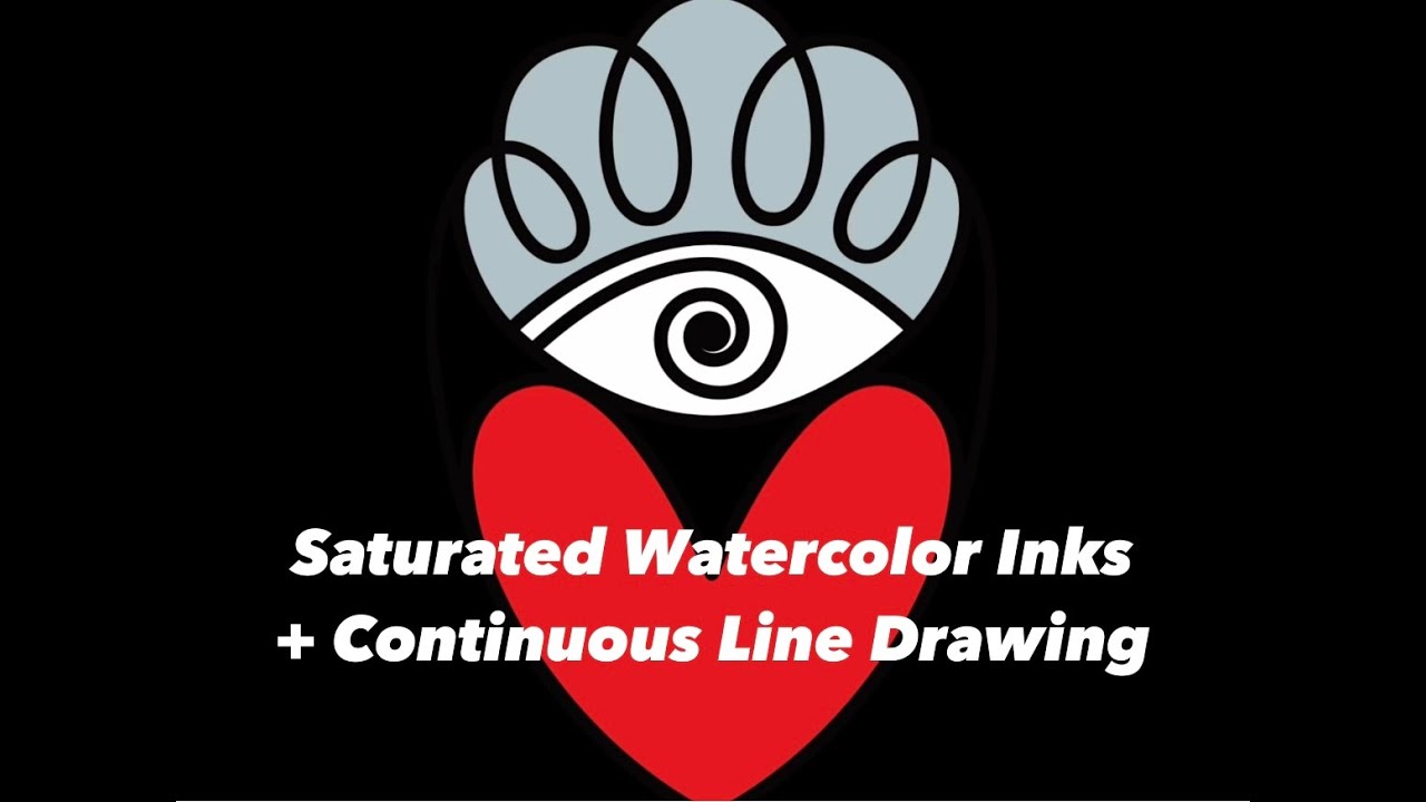Saturated Watercolor Inks + Continuous Line Drawing - YouTube
