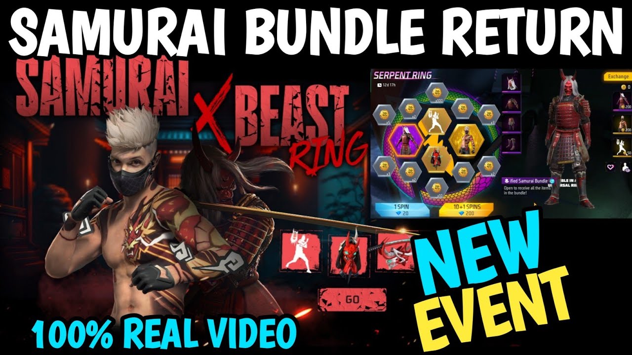 Samurai x Beast Ring Event| Samurai bundle return Free Fire| New Event ...