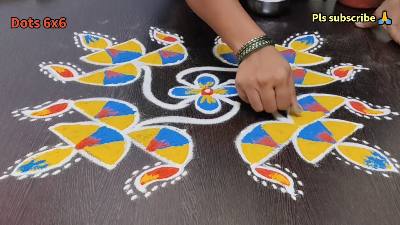 6x6 Dots Beautiful simple Deepalu 🪔 muggulu / easy deepam 🪔 kolam ...