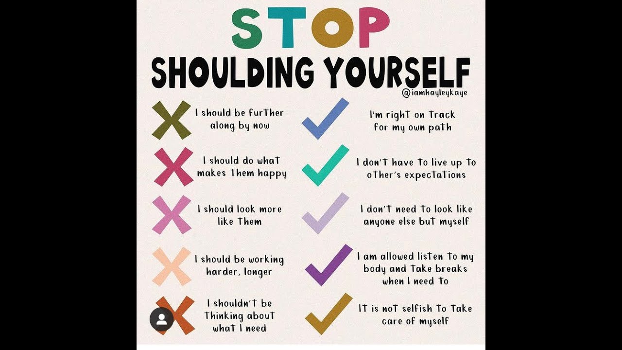Stop "Shoulding" Yourself. - YouTube