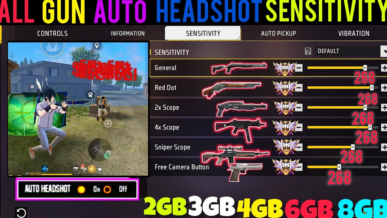 Free Fire Auto Headshot Trick 2025 Sensitivity | 2gb, 4gb, 6gb Ram ...