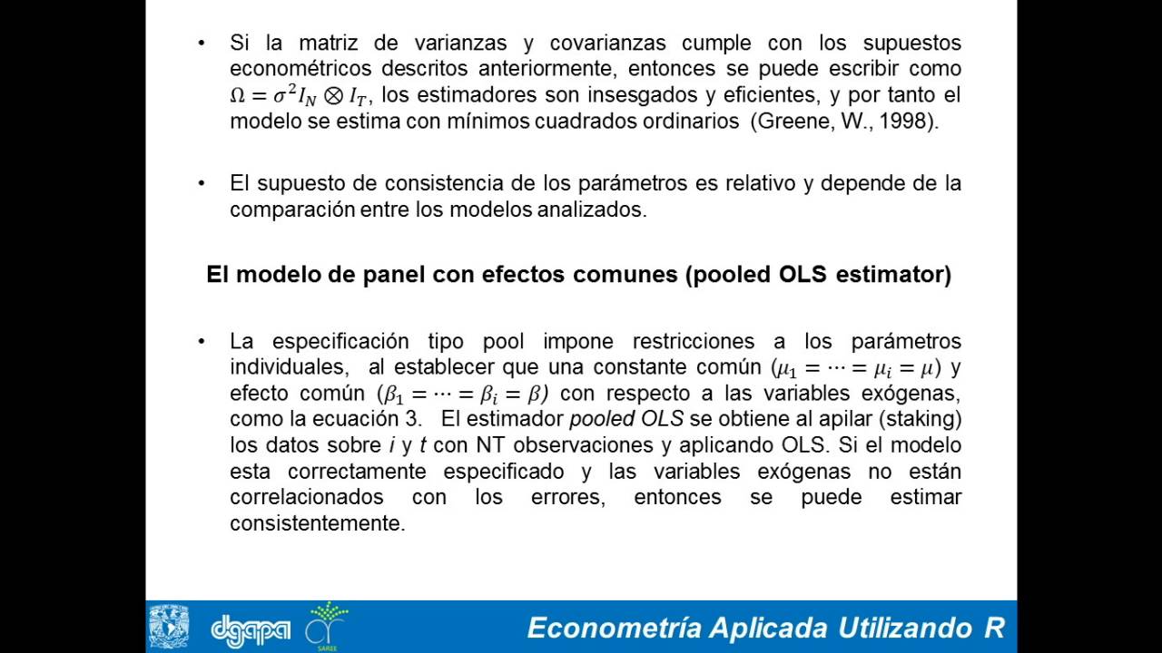 Capítulo 15. Modelos panel, aplicaciones en software R - YouTube