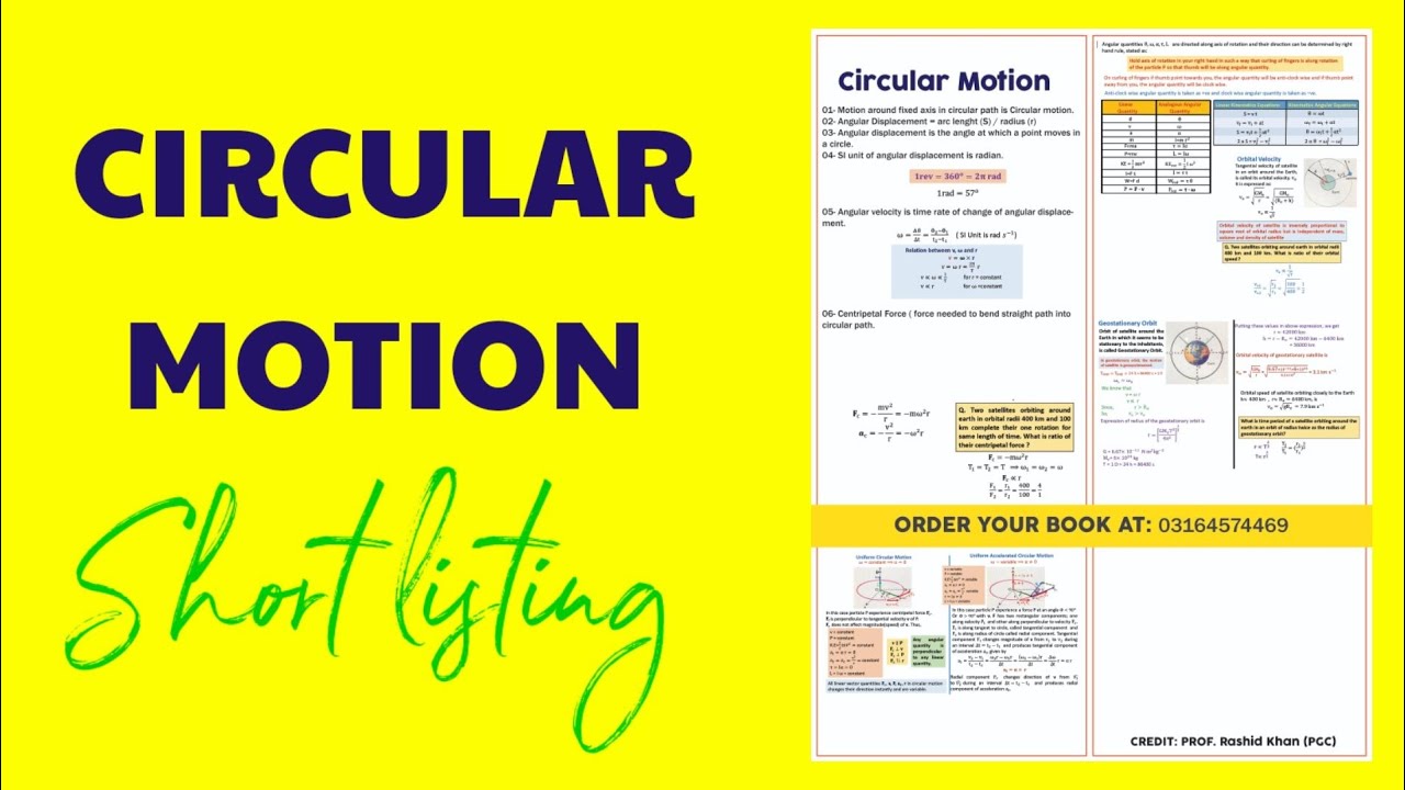 Circular Motion Physics MDCAT Notes | First Year physics Lectures ...