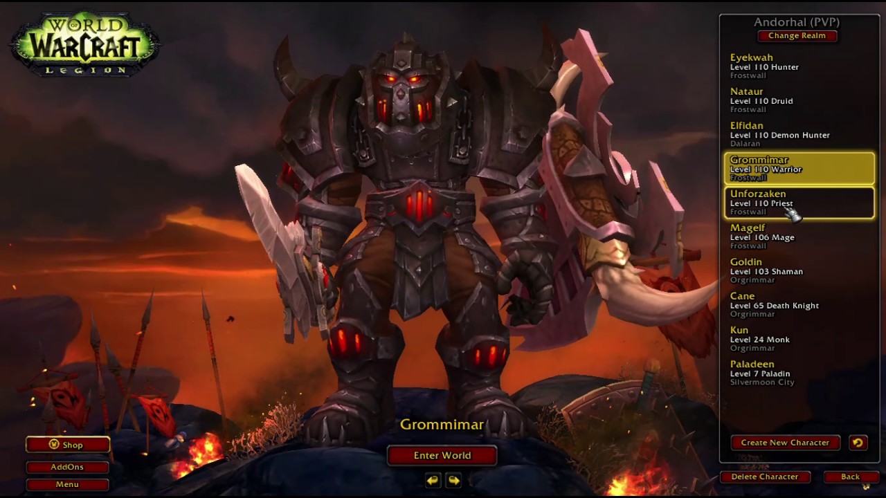 [WOW Legion] Characters List 170312 - YouTube