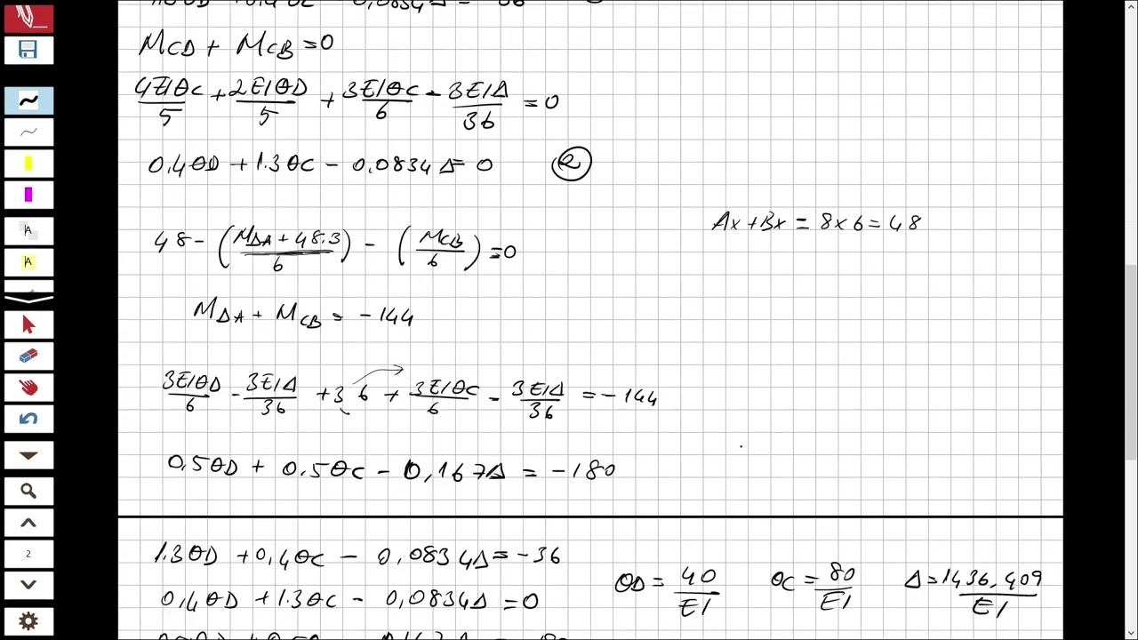 STRUCTURAL ANALYSIS - SLOPE DEFLECTION METHOD FRAME WITH SIDEWAY SOLVED ...