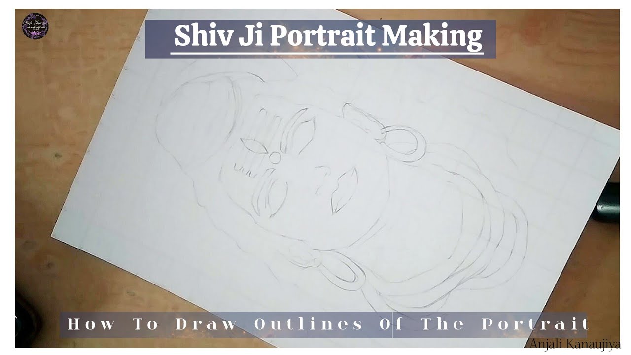 Shiv Ji Portrait Outlines|How To Draw Portrait|Tutorial Video|Grid ...