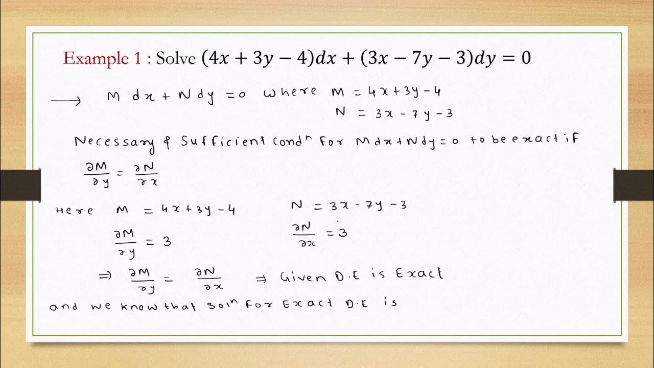 Differential Equation_Exact Differential equation_Examples_Part-1 - YouTube