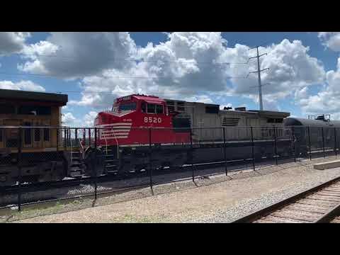 NS 8520! UP 7666 leads a mixed freight with NS 8520 - YouTube