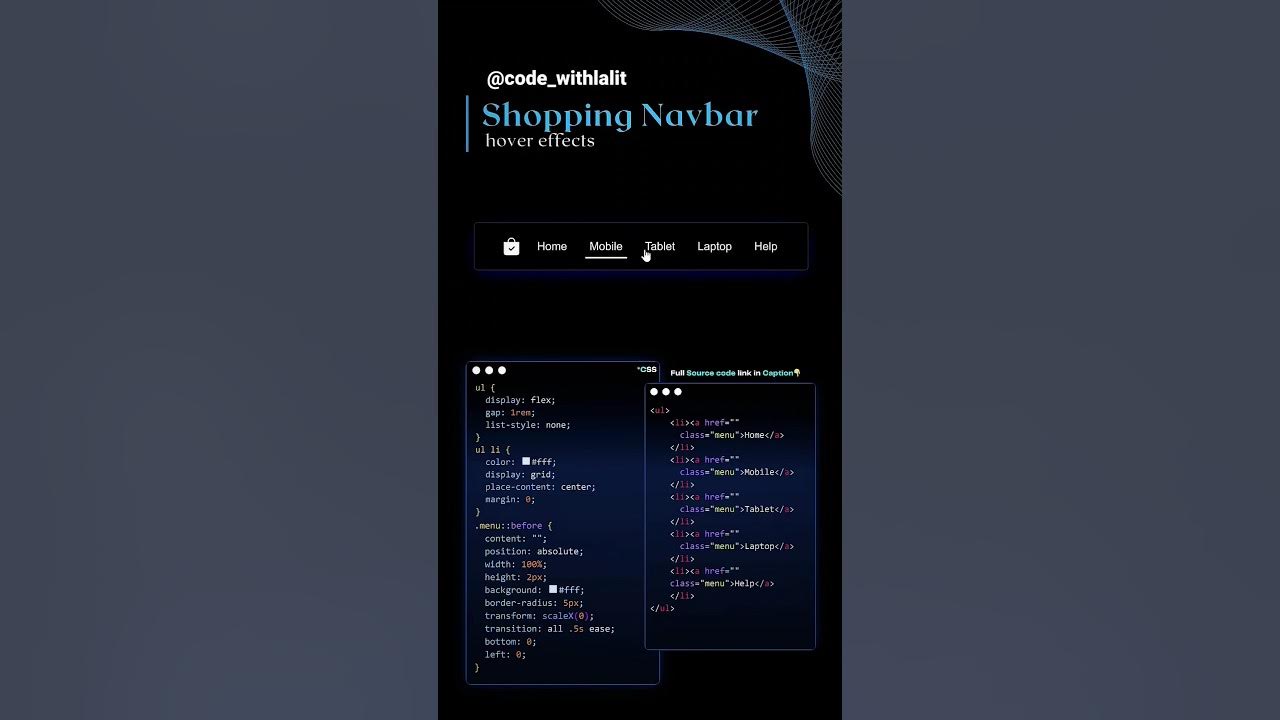 Shopping Navbar Hover Effects🧑💻 Programming Coding Javascript Csstricks Html