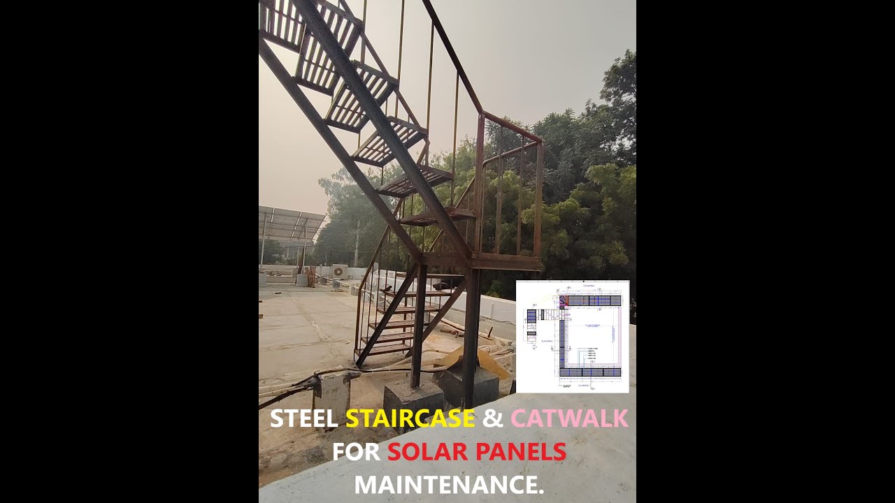 Steel staircase & catwalk for Solar panels maintenance. - YouTube
