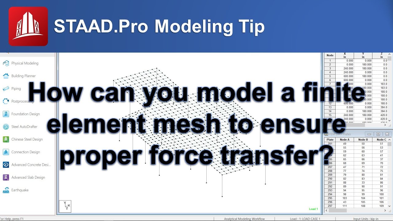 Finite Element Mesh Modeling Techniques in STAAD.Pro - YouTube