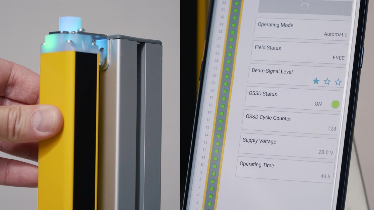 Safety light grid SLC440/COM with Bluetooth interface and APP - YouTube