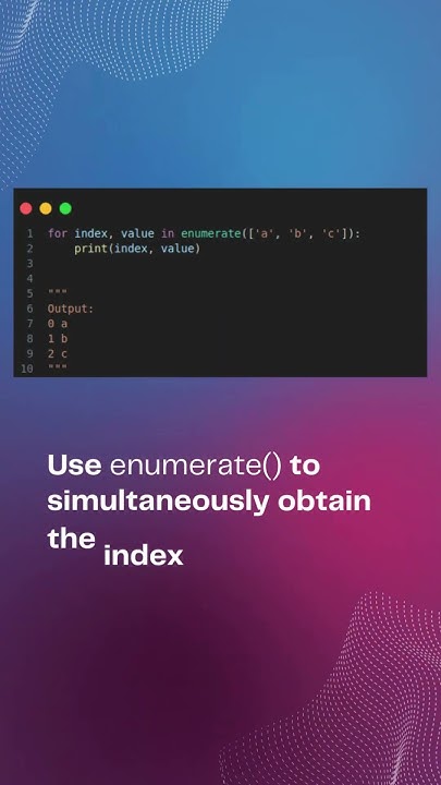 Python build-in function enumerate #coding #python - YouTube