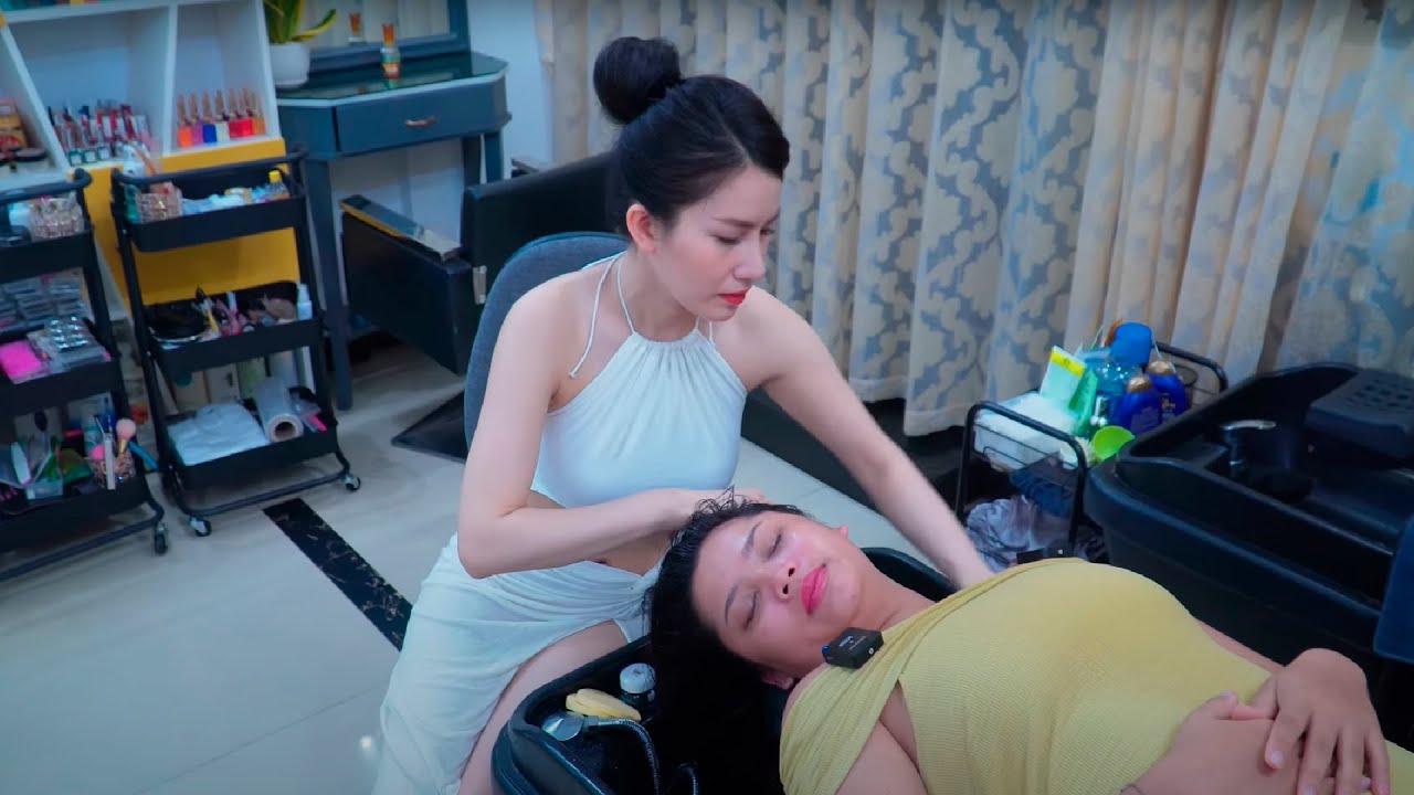 MASSAGE ASMR FULL, HER MASSAGE AND SHAMPOO - massage your head, apply a ...