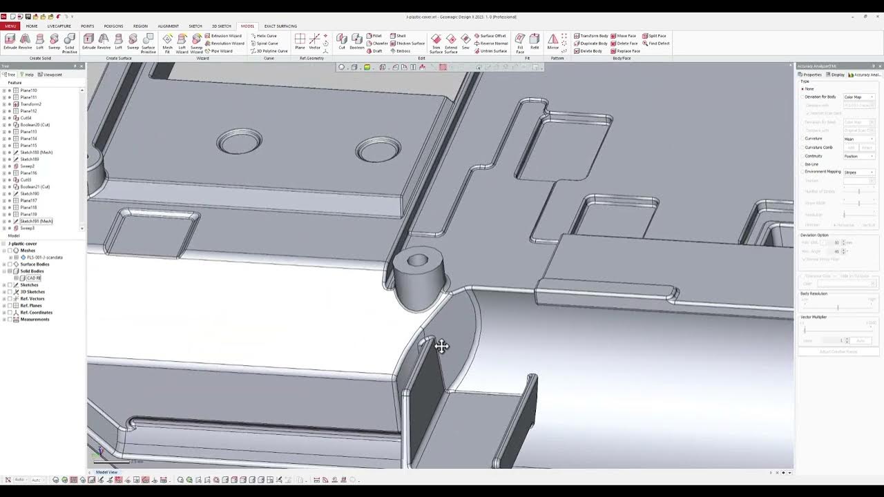 Redesign of a Complex Thin Plastic Part CAD from 3D Scan Data - YouTube