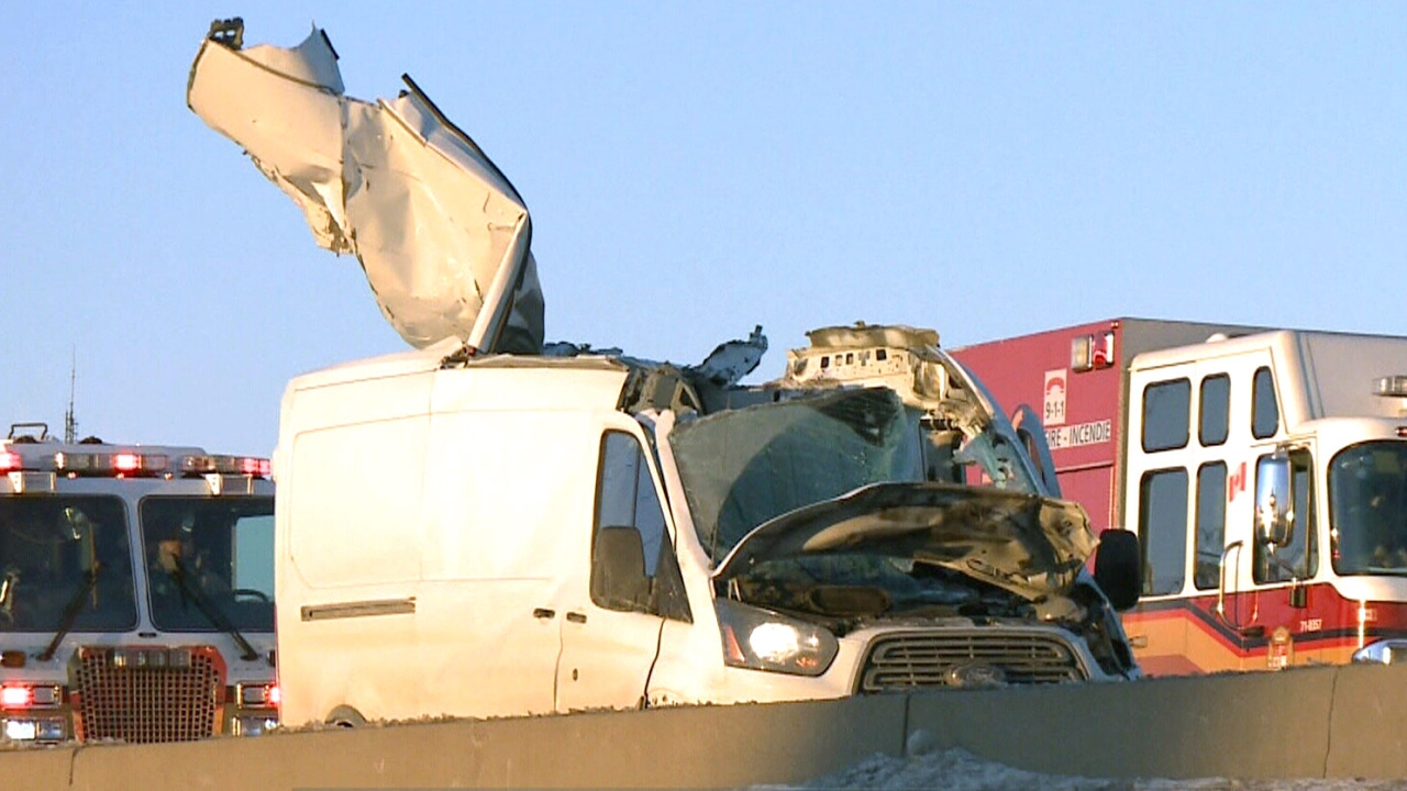 Flying truck tire hits van, kills driver on Ottawa highway - YouTube